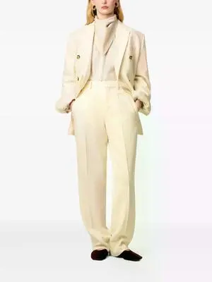 AMI Paris Wool Large-fit Trousers - Neutrals
