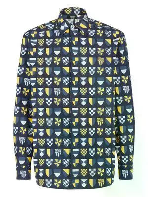 Fendi Crest-print Shirt - Blue