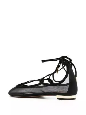 AQUAZZURA Lace-up Mesh Flat Pumps