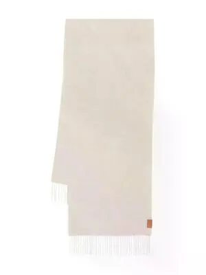 Loewe Fringed Cashmere Scarf Neutrals