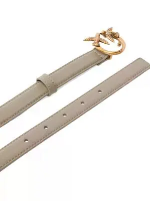 Pinko Leather Belt With Bird Buckle - Neutrals