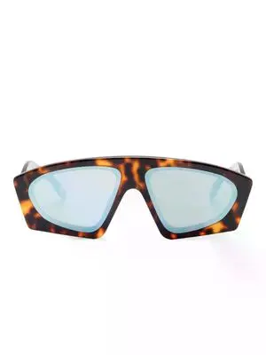 Henrik Vibskov Tortoiseshell Geometric Frame Sunglasses - Brown