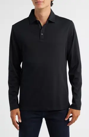 Robert Barakett Georgia Long Sleeve Pima Cotton Polo - Black