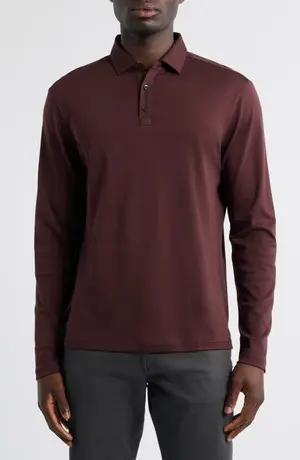 Robert Barakett Georgia Long Sleeve Pima Cotton Polo - Deep Bordeaux