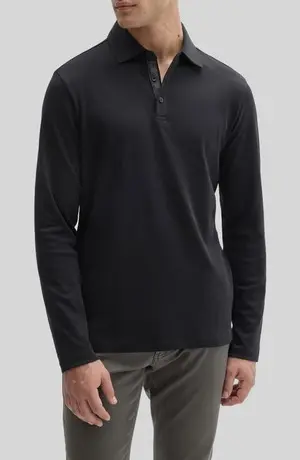 Robert Barakett Georgia Long Sleeve Pima Cotton Polo - Graphite