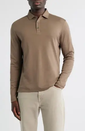 Robert Barakett Georgia Long Sleeve Pima Cotton Polo - Pottery