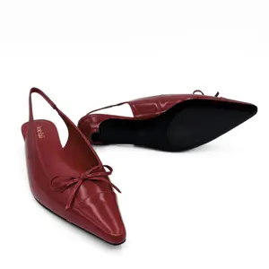 AMIE RAFA Montecito Kitten Heels - Burgundy