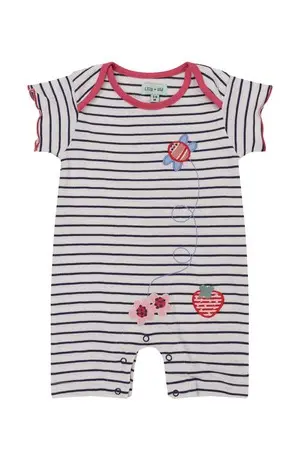 LILLY + SID Organic Cotton Stripe Print Romper