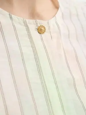 SESSUN Puff-sleeve Striped Blouse