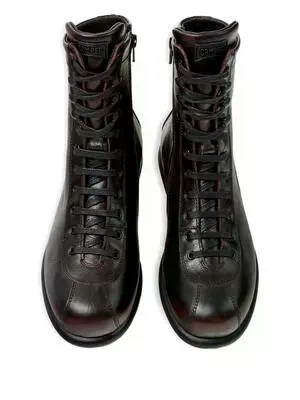 Camper Ariel Lace-up Leather Boots - Red