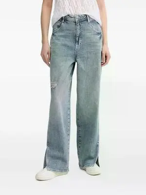 Armani Exchange Wide-leg Jeans With Logo Patch
