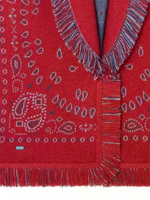 Alanui Bandana-jacquard Fringe Cardigan - Red