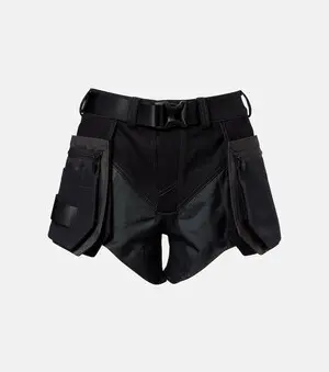 MUGLER Belted Low-rise Cargo Shorts - Black