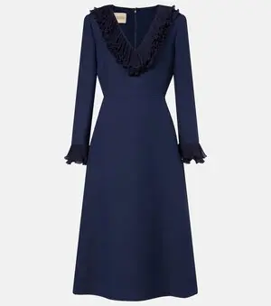 Valentino Garavani Crepe Couture Bow-detail Midi Dress - Blue