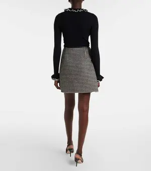 Valentino Garavani Checked Wool And Cashmere Miniskirt - Black