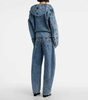 Alaïa Belted Hooded Denim Jacket