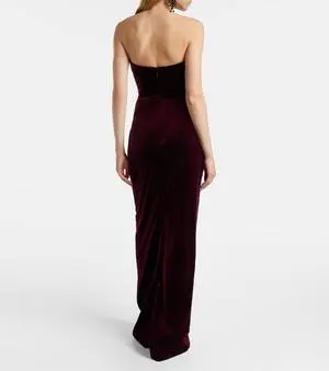 Monique Lhuillier Strapless Velvet Gown