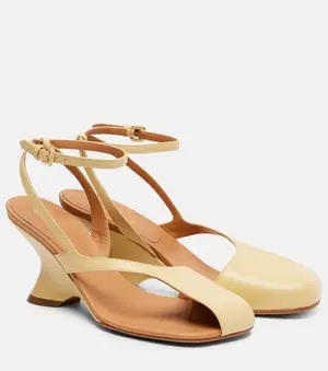 Dries Van Noten 75 Leather Wedge Sandals - Yellow