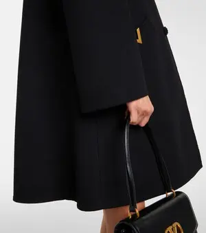 Valentino Garavani Vgold Wool And Cashmere Blend Coat - Black