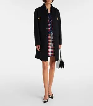 Valentino Garavani Vgold Wool And Cashmere Blend Coat - Black