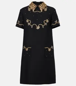 Valentino Garavani Crepe Couture Embellished Mini Dress - Black