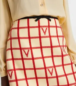 Valentino Garavani Vlogo Checked Miniskirt - Beige