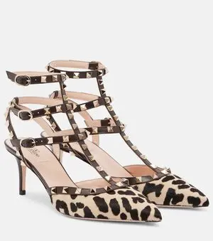 Valentino Garavani Rockstud 65 Calf Hair Pumps - Beige