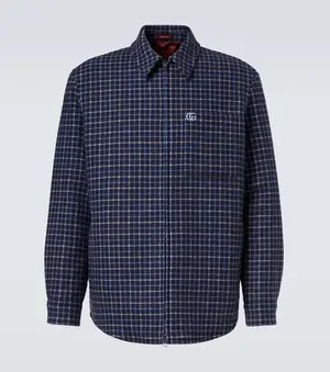 Gucci Double G Plaid Wool-blend Overshirt