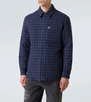 Gucci Double G Plaid Wool-blend Overshirt