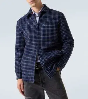 Gucci Double G Plaid Wool-blend Overshirt