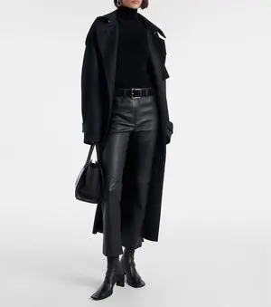 JOSEPH Duke Leather Slim Pants - Black