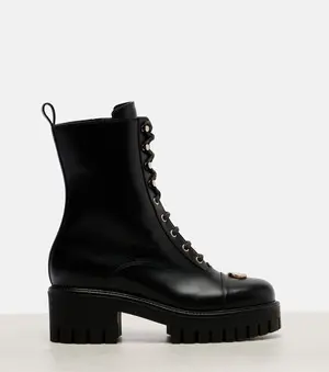 Gucci Double G Leather Combat Boots