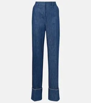 Valentino Garavani Straight Chambray Pants