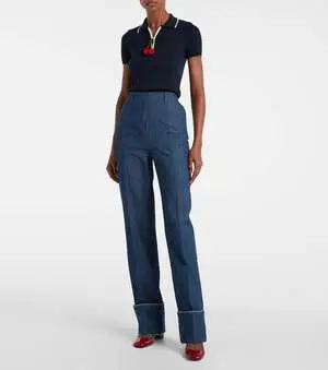 Valentino Garavani Straight Chambray Pants