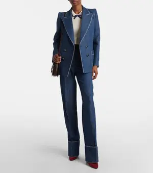 Valentino Garavani Straight Chambray Pants