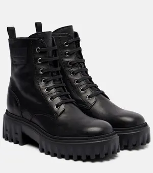 Hogan H700 Leather Combat Boots