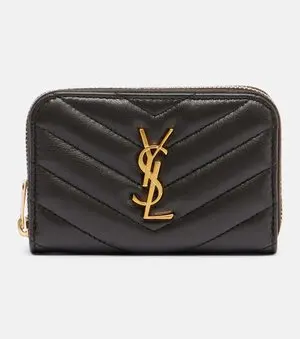 Saint Laurent Cassandre Quilted Leather Card Case Black