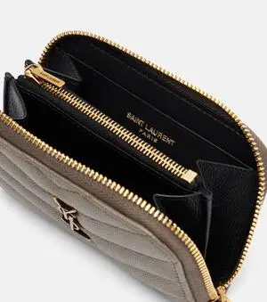 Saint Laurent Cassandre Quilted Leather Card Case - Grey