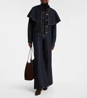 Ulla Johnson Agata Caped Denim Jacket - Blue