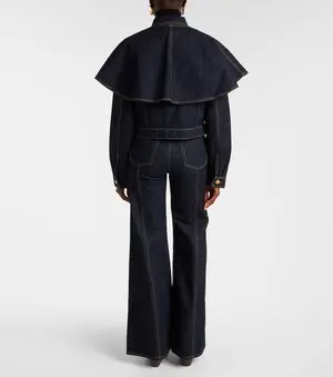 Ulla Johnson Agata Caped Denim Jacket - Blue