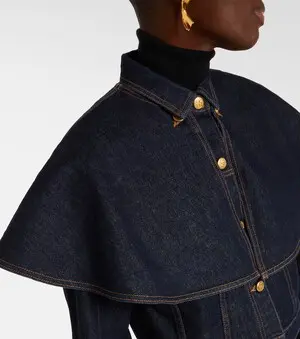 Ulla Johnson Agata Caped Denim Jacket - Blue