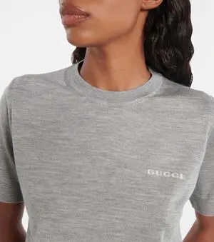 Gucci Logo Knitted Cashmere And Silk T-shirt