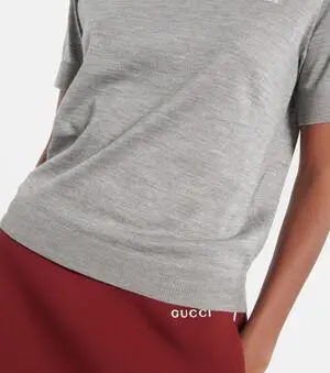 Gucci Logo Knitted Cashmere And Silk T-shirt