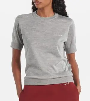 Gucci Logo Knitted Cashmere And Silk T-shirt