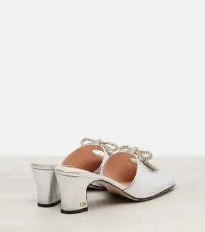 Valentino Garavani Adamantine 60 Metallic Leather Mules - Silver