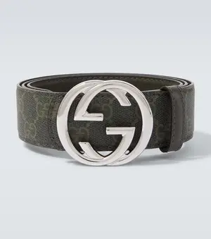 Gucci Gg Reversible Leather Belt - Green