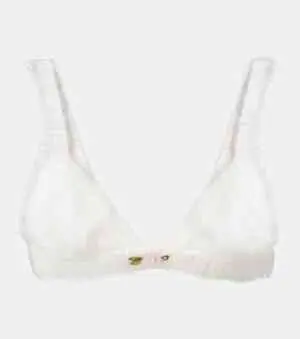 Alessandra Rich Mohair And Wool-blend Bra Top - White