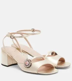 Valentino Garavani Daisy Jewel 55 Metallic Leather Sandals - Gold