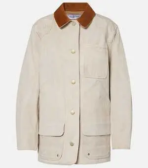 Veronica Beard Abbas Suede-trimmed Cotton Field Jacket - Beige