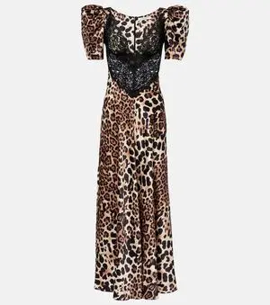 RODARTE Leopard-print Silk Satin Maxi Dress - Multicoloured